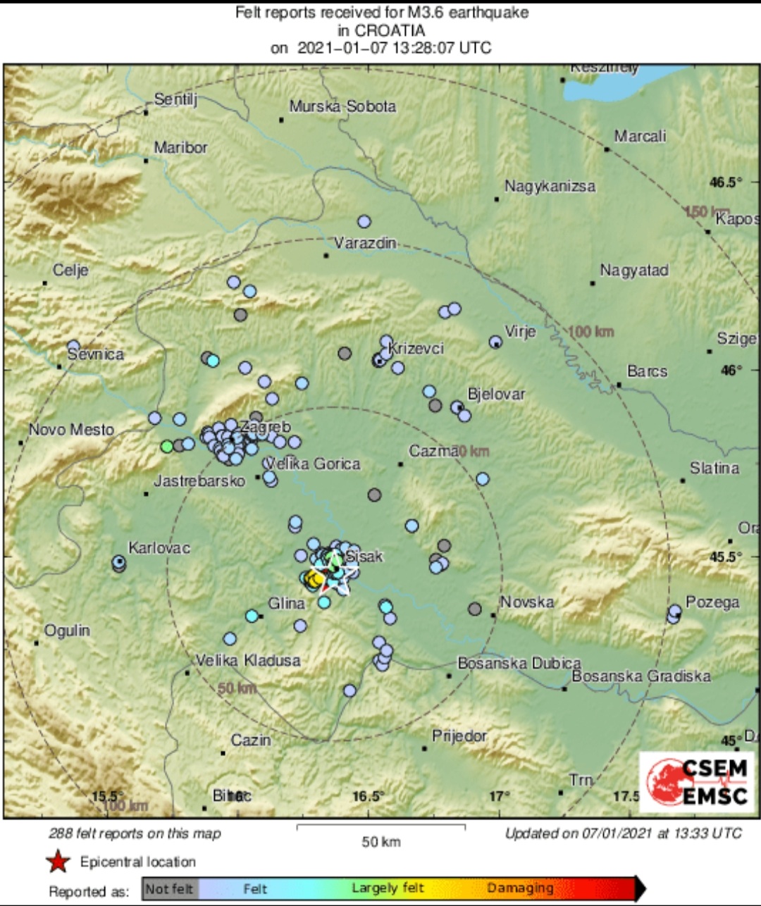 Novi potresi zatresli središnju Hrvatsku